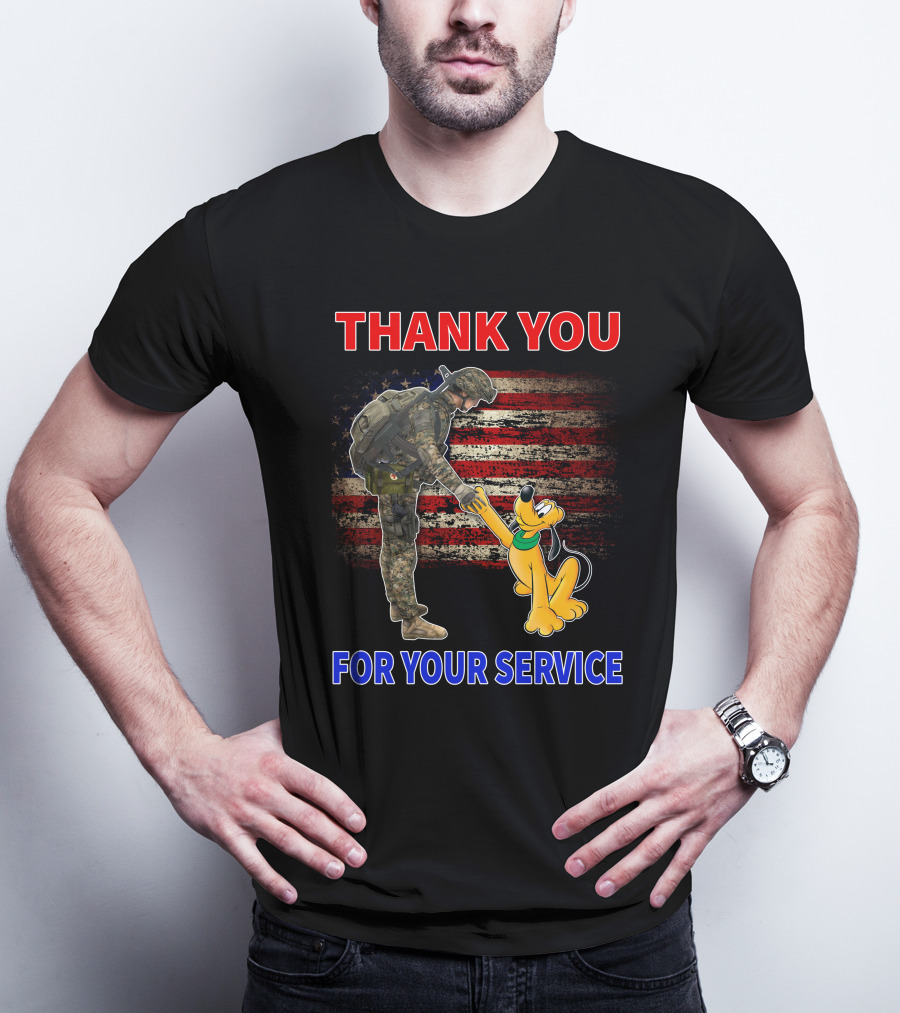 THANK YOU FOR YOUR SERVICE PLUTO SOLDIER AMERICAN FLAG T-Shirt