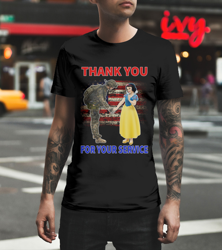 Thank You For Your Service Snow White Soldier Flag T-Shirt