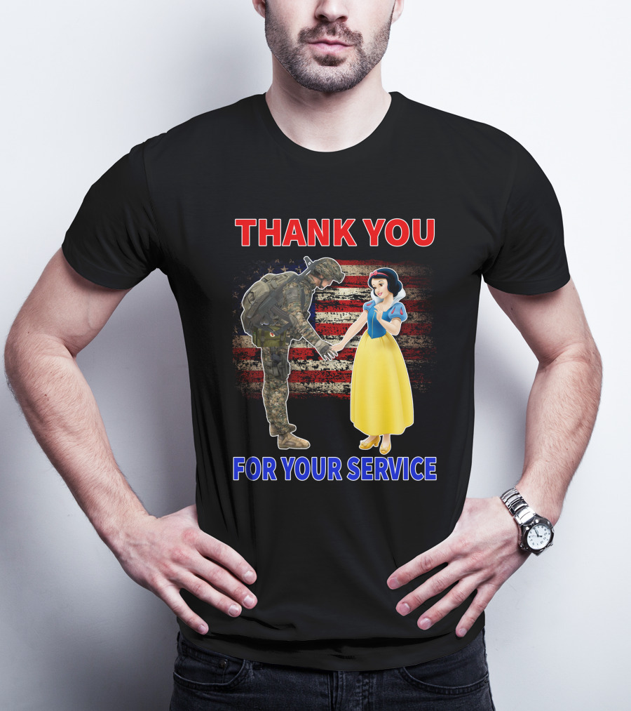 Thank You For Your Service Snow White Soldier Flag T-Shirt