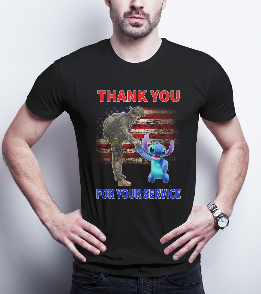 THANK YOU FOR YOUR SERVICE STITCH SOLDIER AMERICAN FLAG T-Shirt