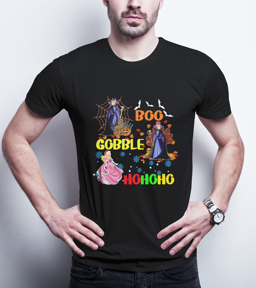 Aurora Boo Gobble Ho Ho Ho HalloThanksMas T-Shirt