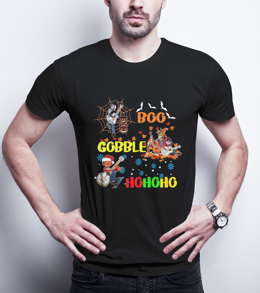 Boo Gobble HoHoHo Coco HalloThanksMas T-Shirt