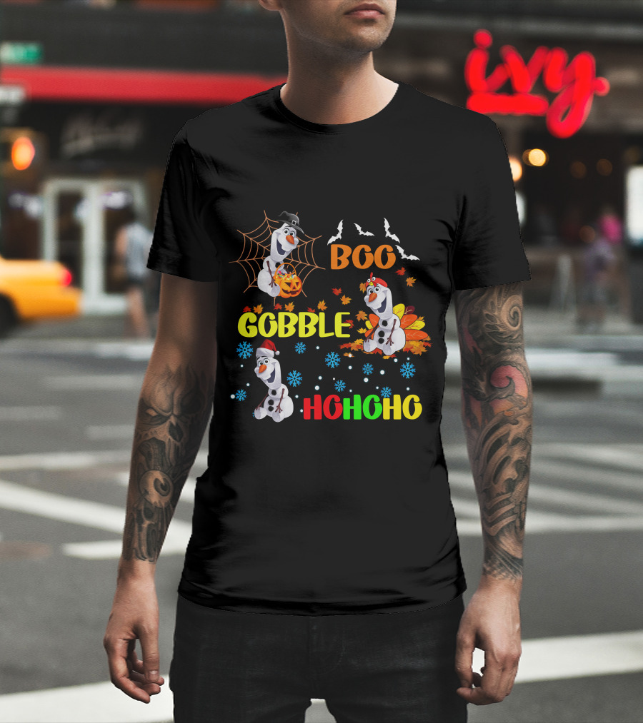 Olaf Boo Gobble HoHoHo HalloThanksMas T-Shirt