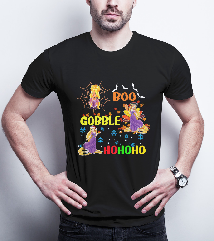 Rapunzel Boo Gobble HoHoHo HalloThanksMas T-Shirt