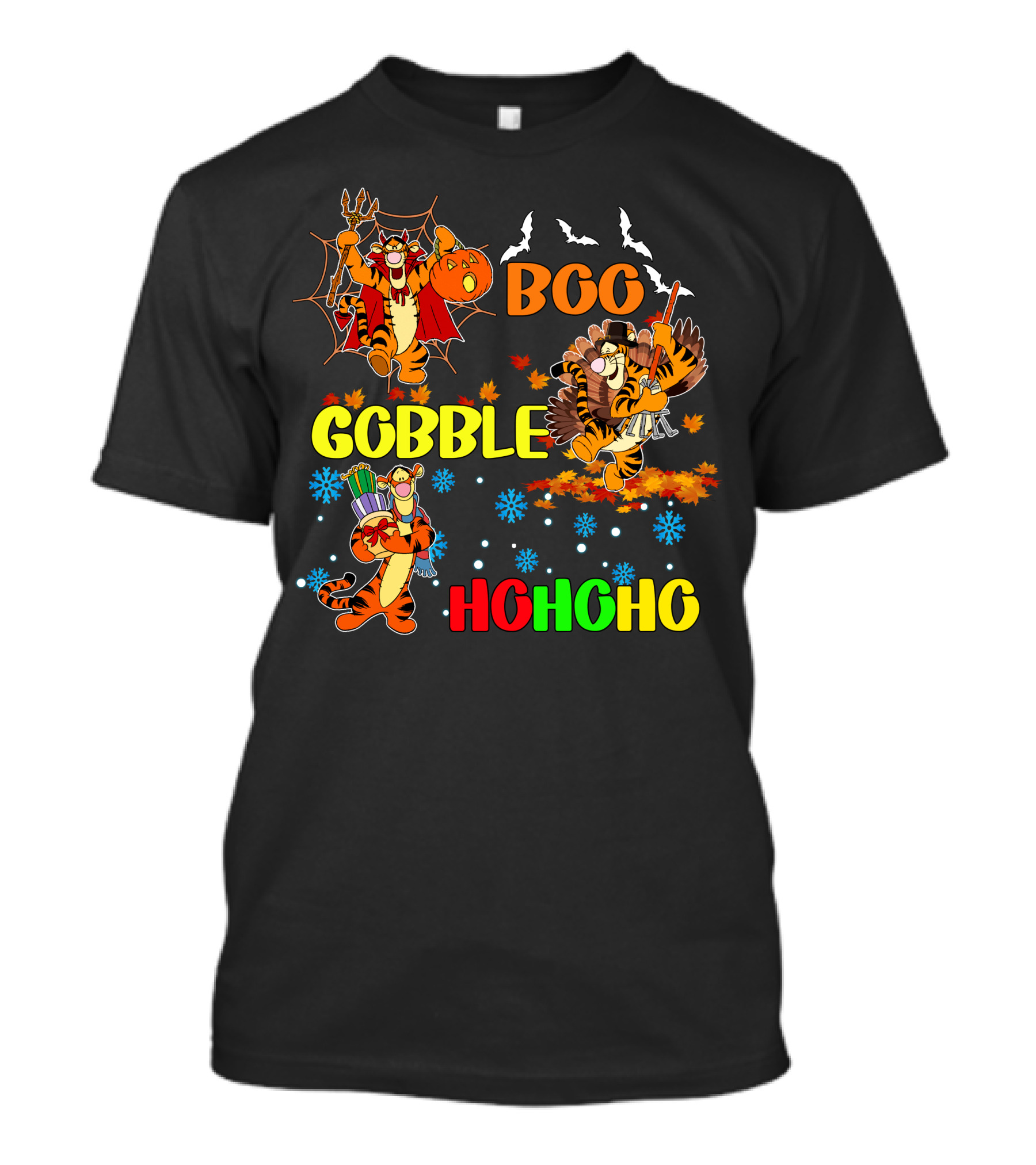 Tigger Boo Gobble Ho Ho Ho HalloThanksMas T-Shirt