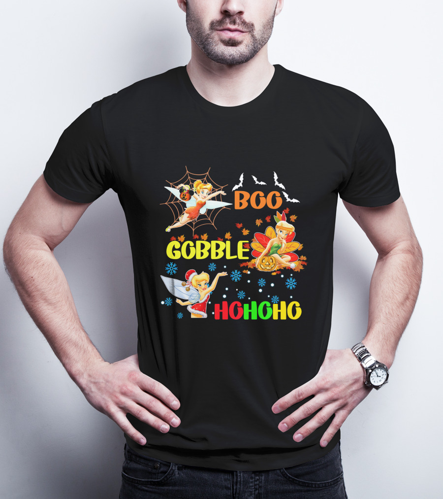 Tinkerbell Boo Gobble HoHoHo HalloThanksMas T-Shirt