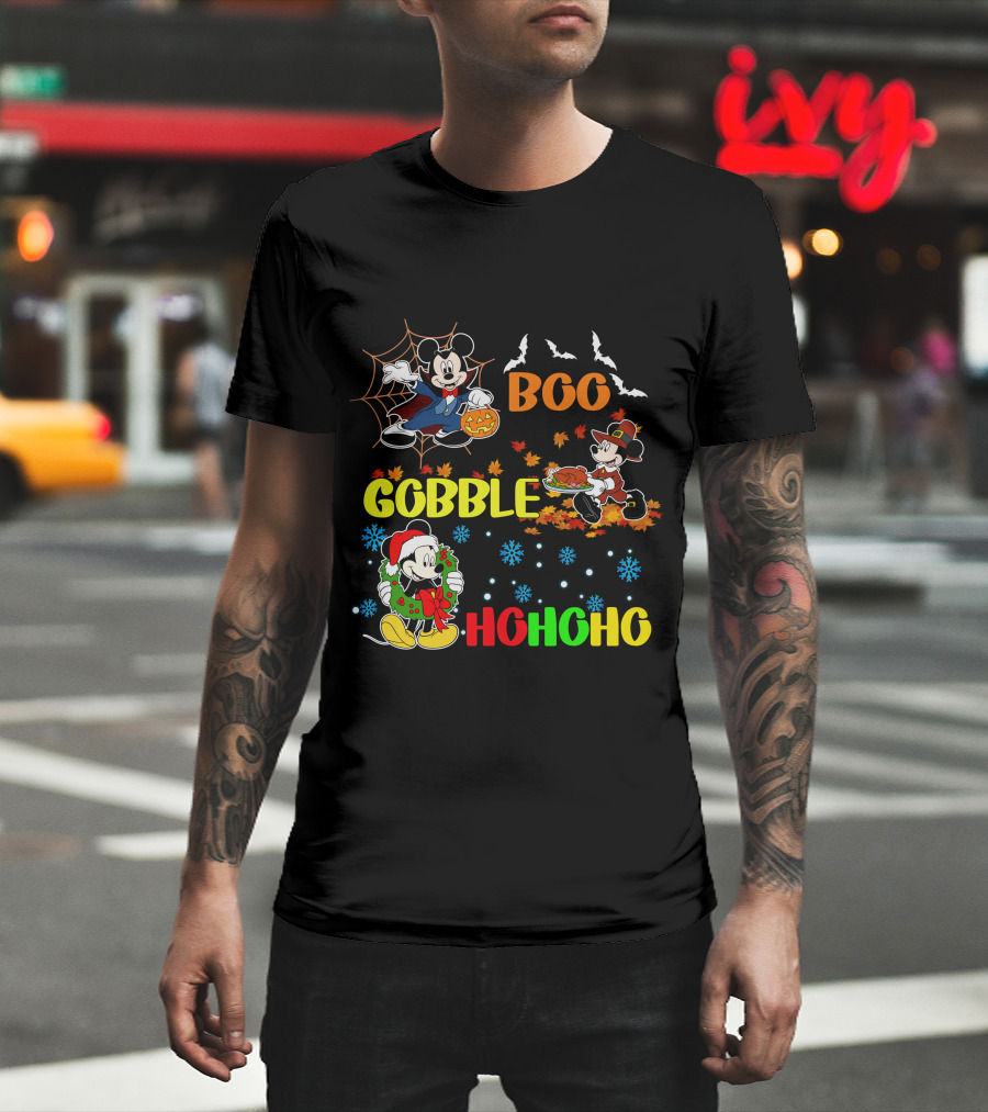 Mickey Boo Gobble HoHoHo T-Shirt