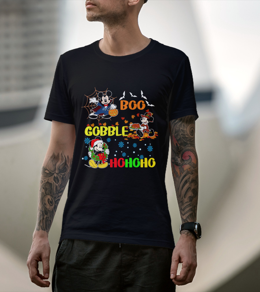 Mickey Boo Gobble HoHoHo T-Shirt