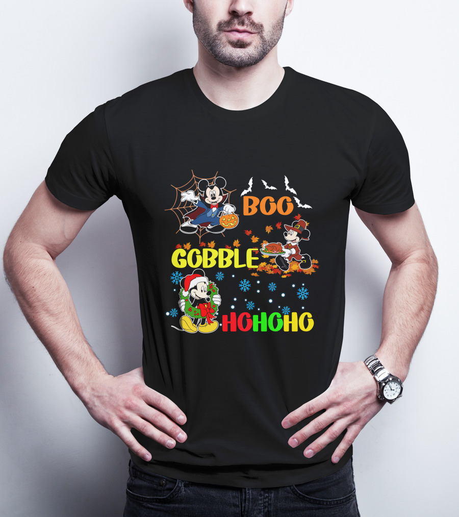 Mickey Boo Gobble HoHoHo T-Shirt