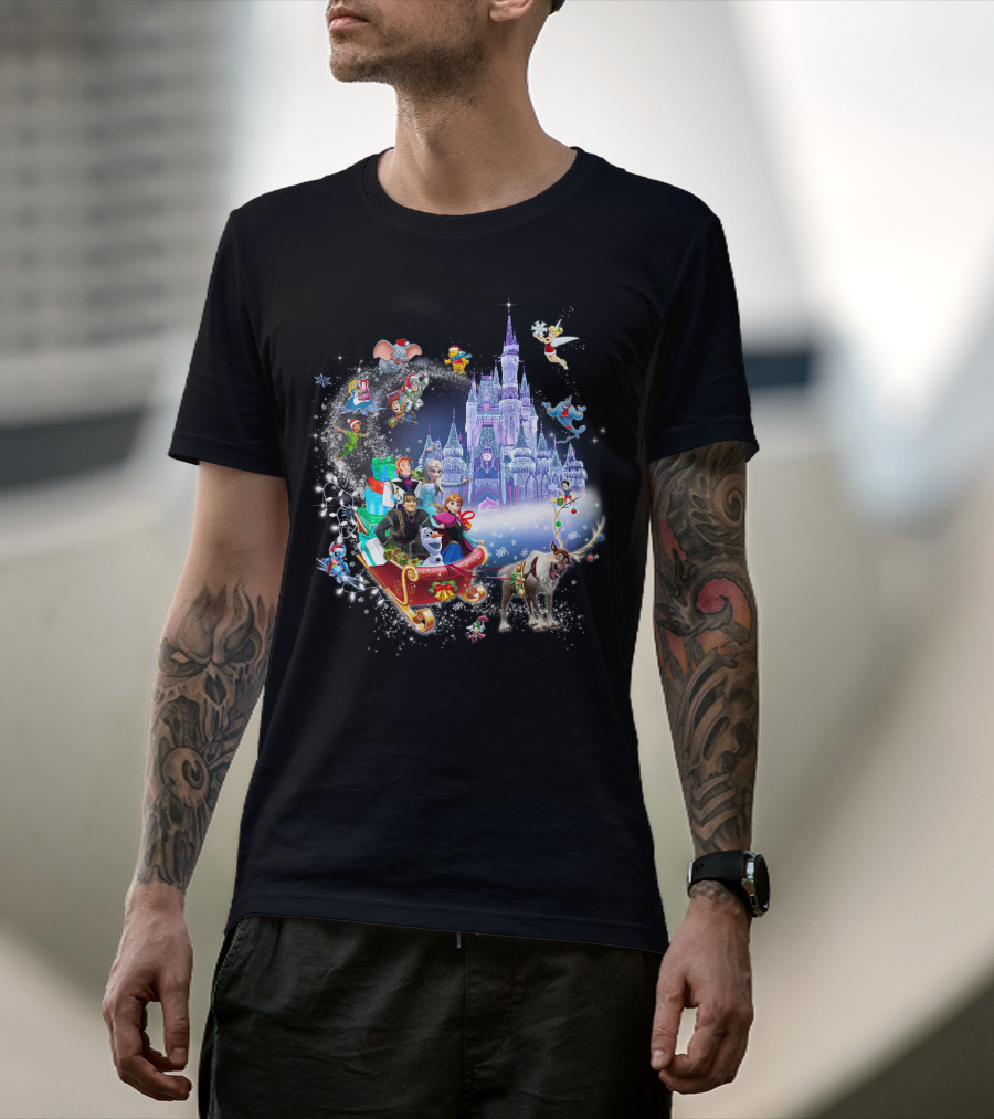 Frozen Disney Christmas Castle Sleigh Ride Adventure T-Shirt