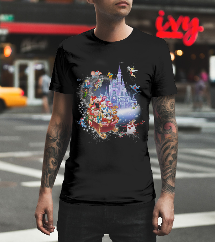 Alice Disney Christmas Wonderland With Castle And Characters T-Shirt