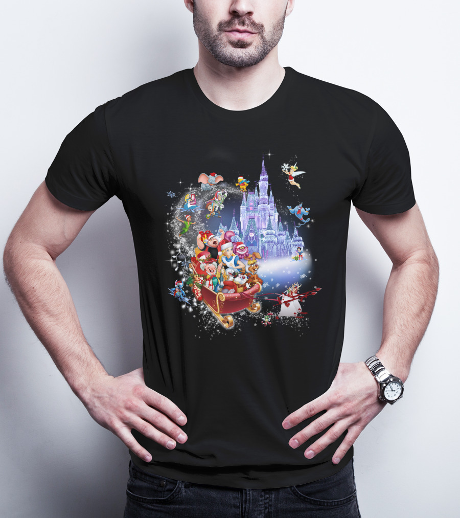 Alice Disney Christmas Wonderland With Castle And Characters T-Shirt