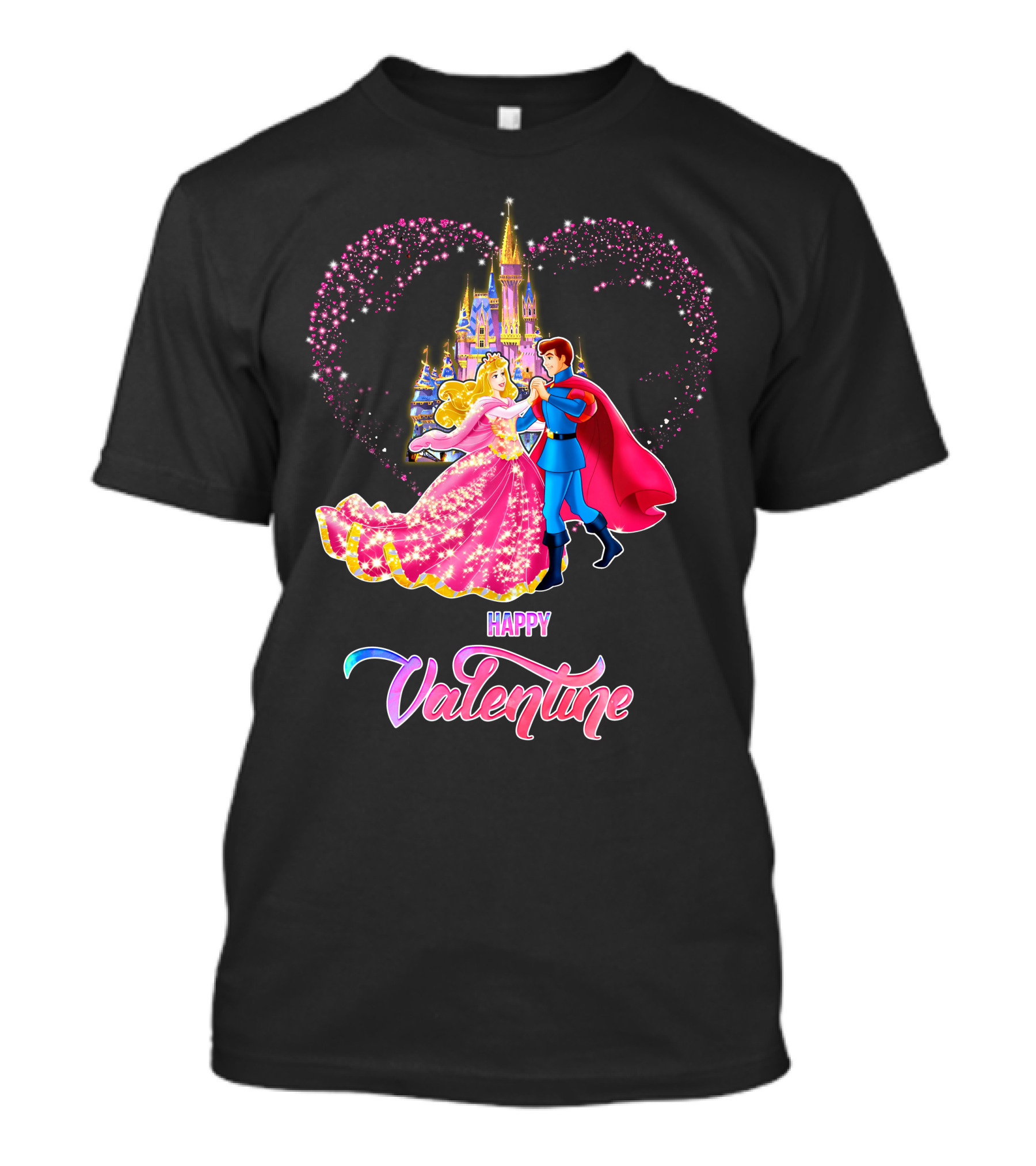 Happy Valentine Aurora Castle Heart T-Shirt