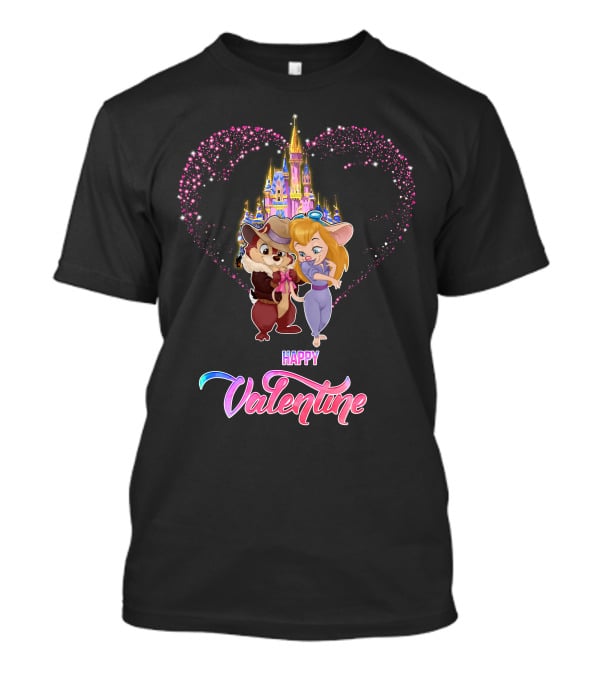 Happy Valentine Chip And Dale Castle Heart T-Shirt