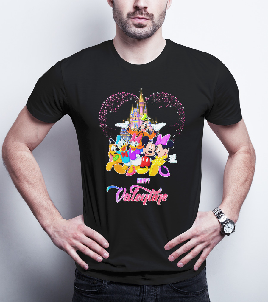 Mickey And Friends Happy Valentine Disney Castle T-Shirt