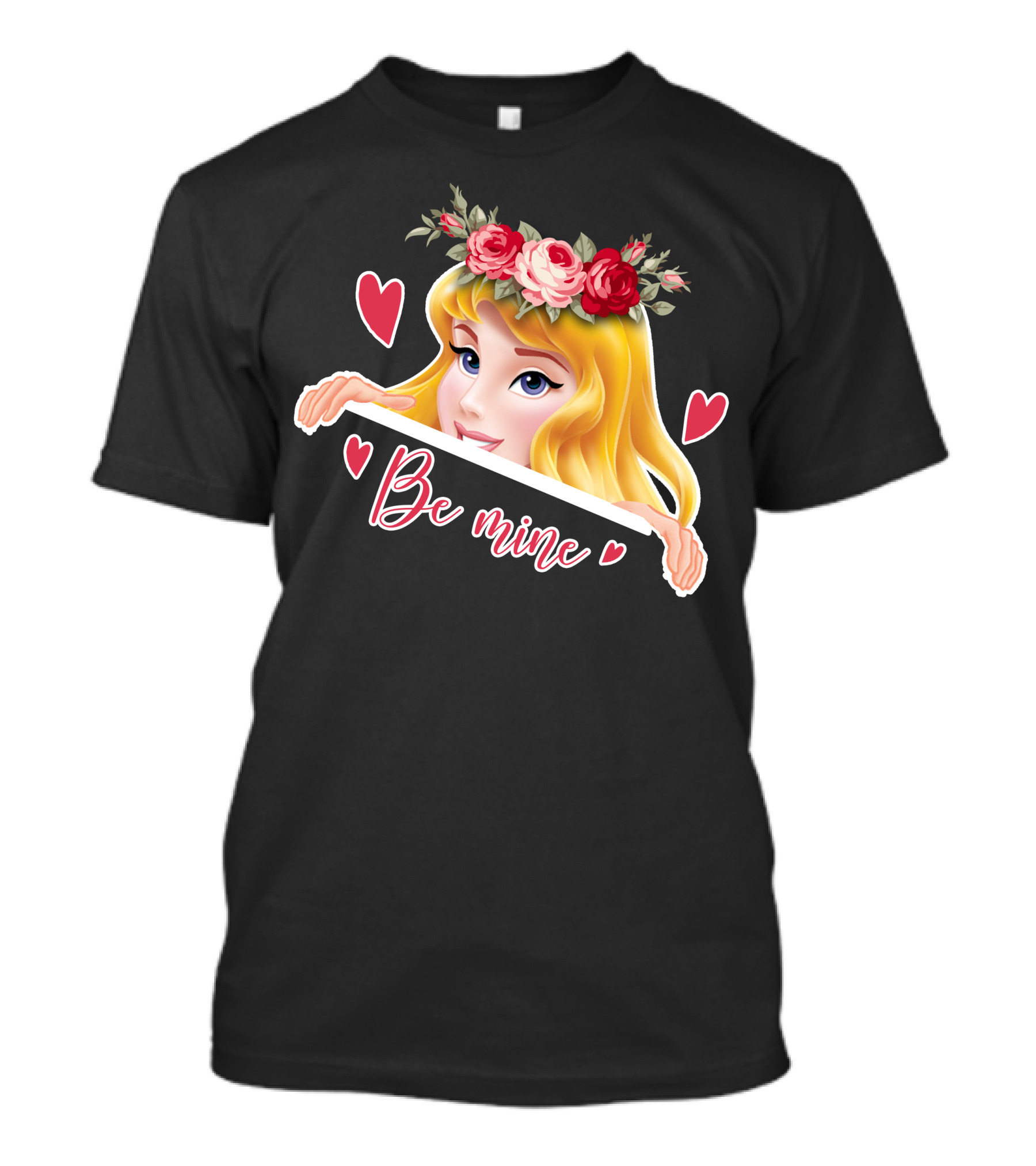 Be Mine Aurora Flower Crown Hearts T-Shirt