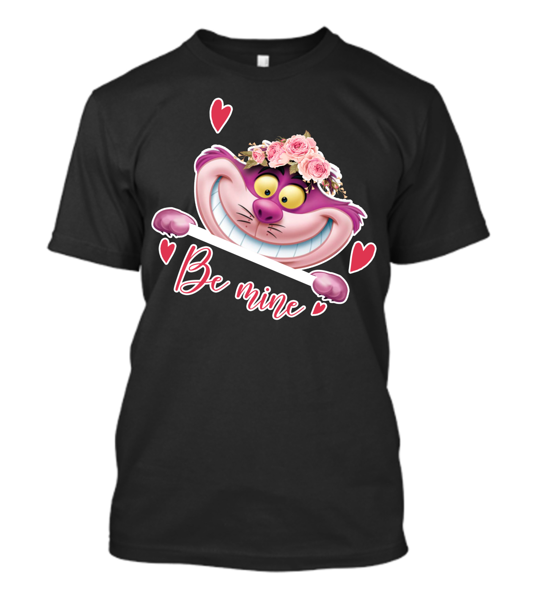 Cheshire Be Mine Valentine's Day Flower Crown Hearts T-Shirt