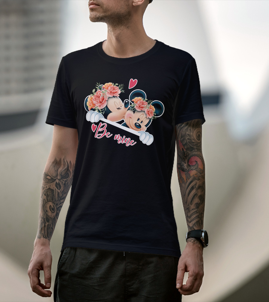 Mickey Minnie Be Mine Floral Romance T-Shirt