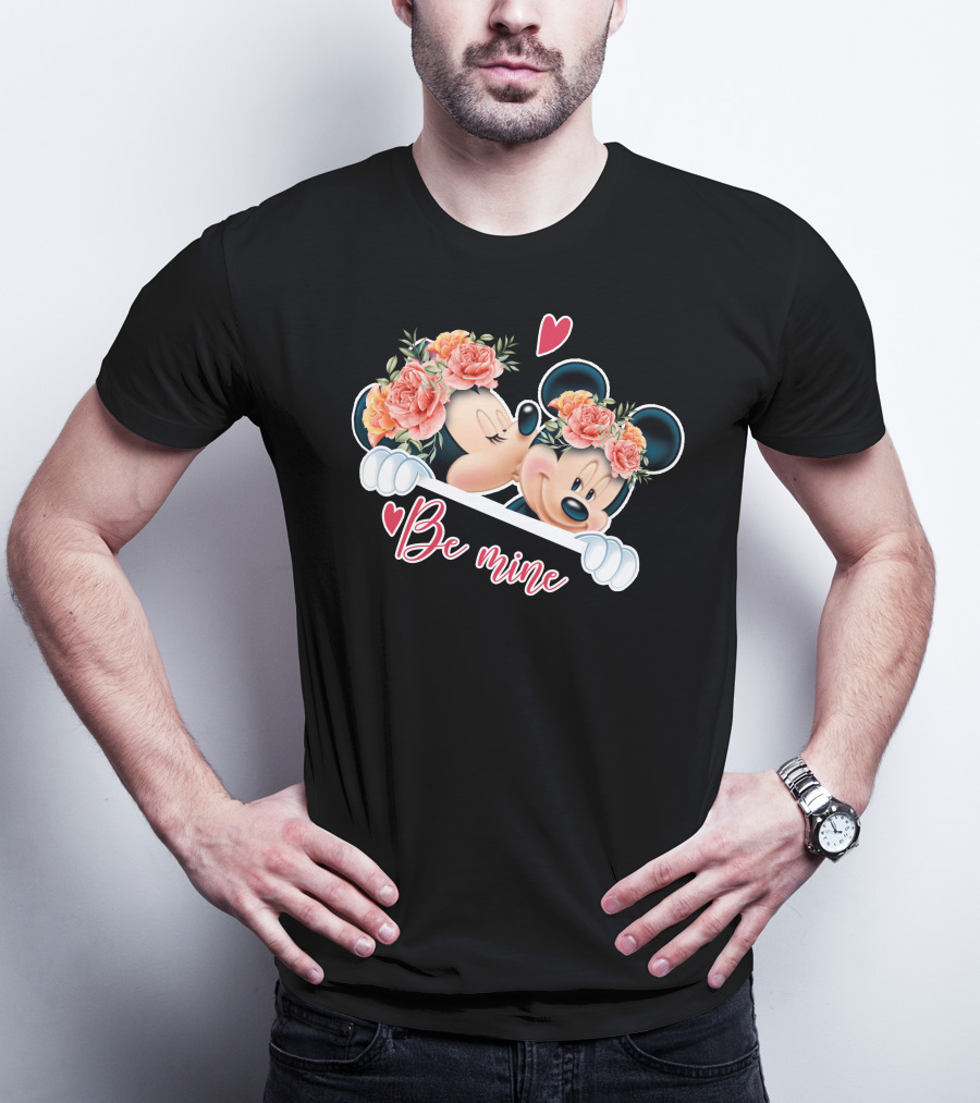 Mickey Minnie Be Mine Floral Romance T-Shirt