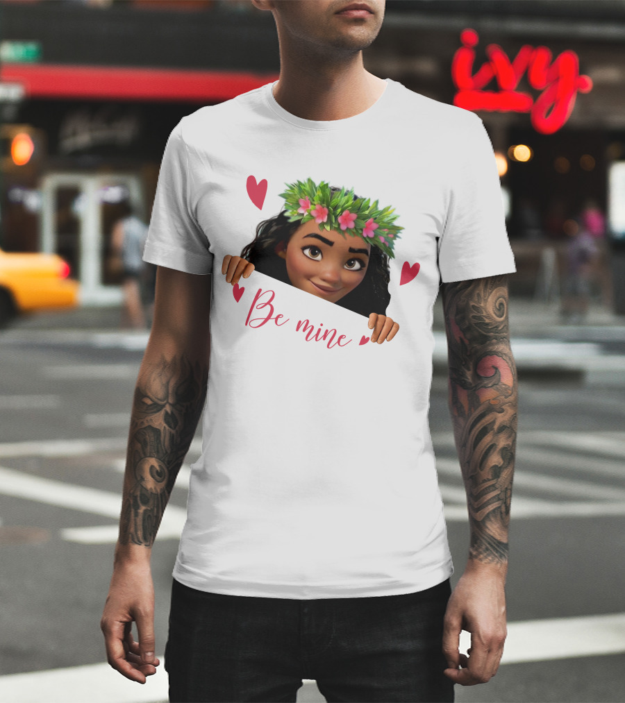 Moana Valentine's Be Mine Hearts Floral Crown T-Shirt