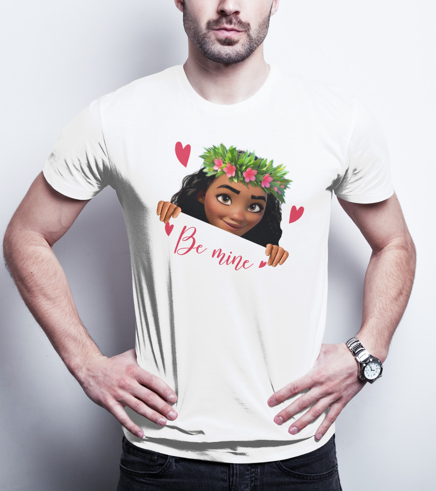 Moana Valentine's Be Mine Hearts Floral Crown T-Shirt