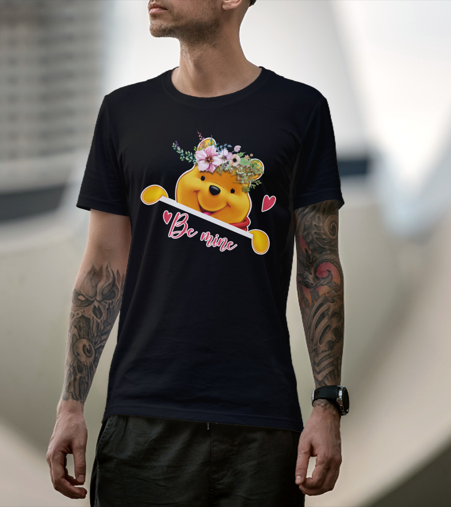 Be Mine Pooh Floral Heart T-Shirt