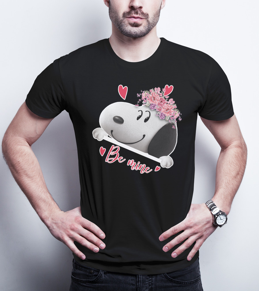 Snoopy Be Mine Hearts And Flowers T-Shirt