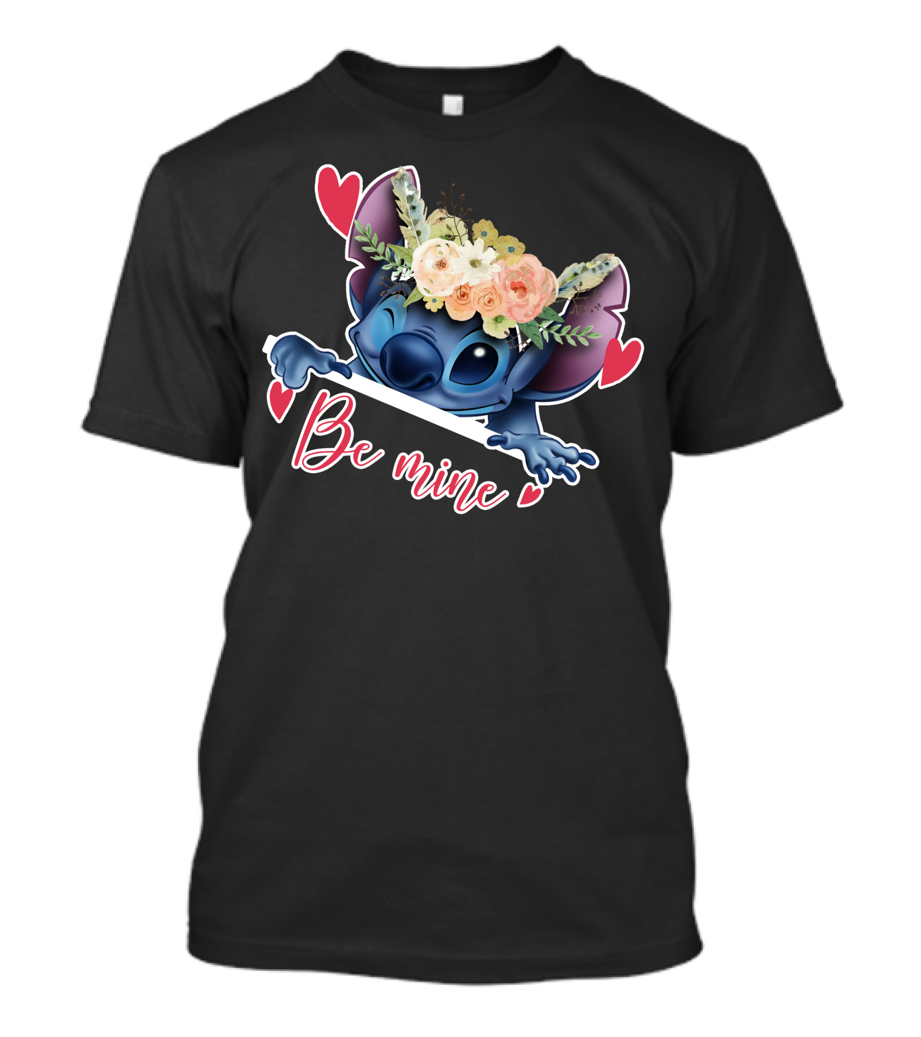 Stitch Be Mine Floral Crown Hearts T-Shirt
