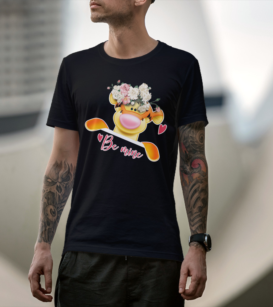 Tigger Be Mine With Flower Crown Valentine's Hearts T-Shirt