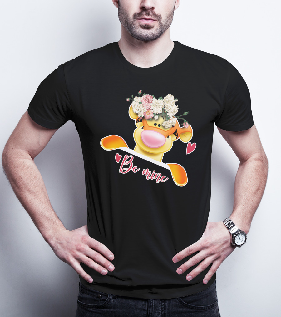 Tigger Be Mine With Flower Crown Valentine's Hearts T-Shirt