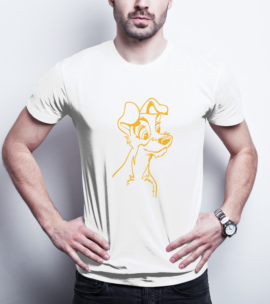 The Tramp Disney Outline Drawing T-Shirt