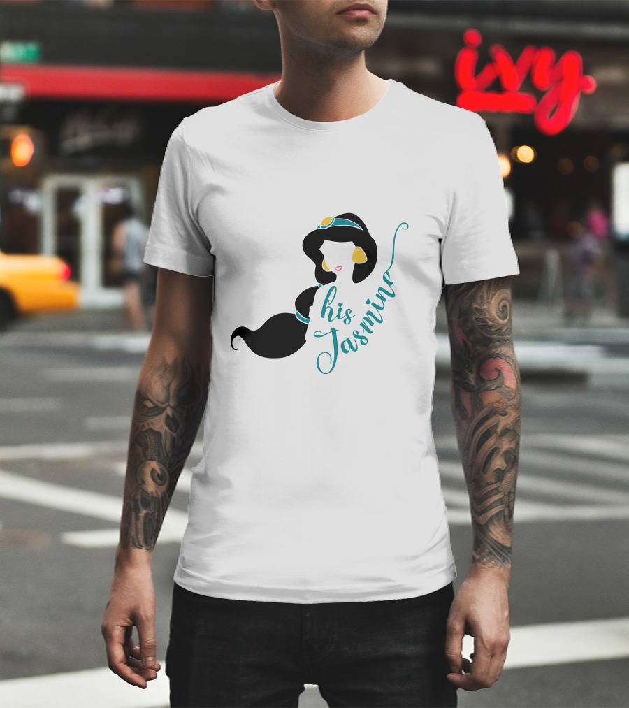 His Jasmine Princess Silhouette With Long Hair And Gold Accessories T-Shirt