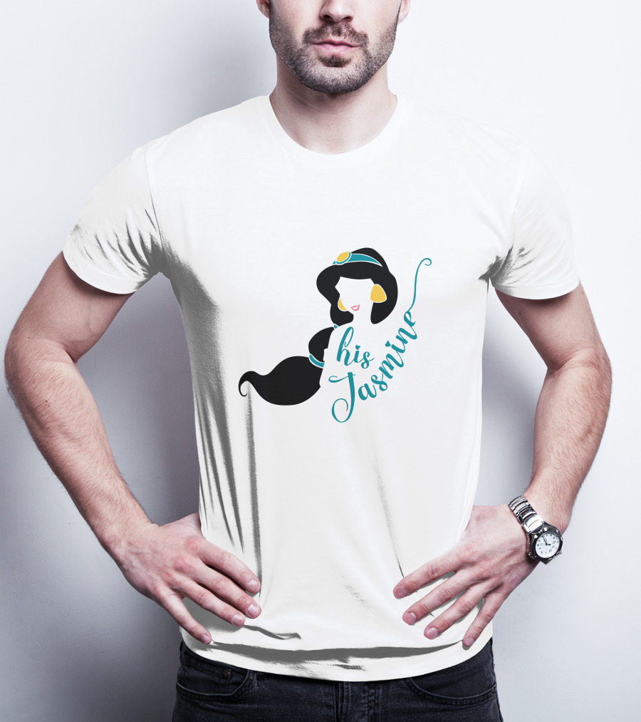 His Jasmine Princess Silhouette With Long Hair And Gold Accessories T-Shirt