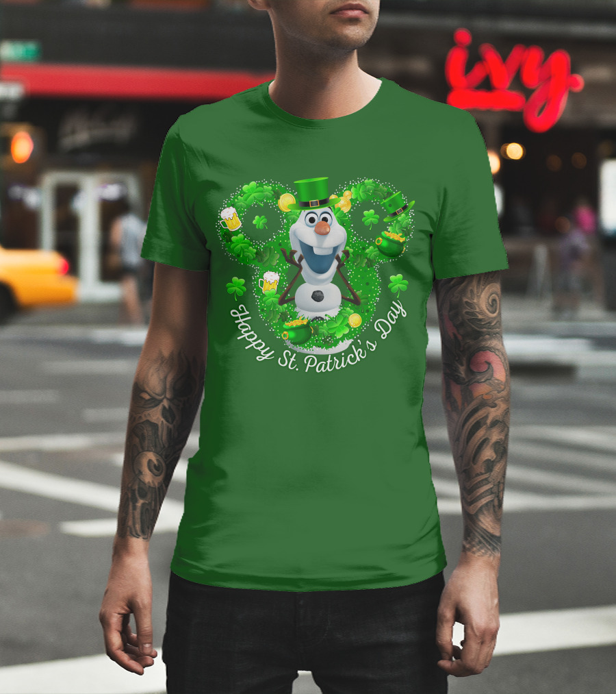 Olaf Happy St. Patrick's Day Shamrocks And Gold T-Shirt