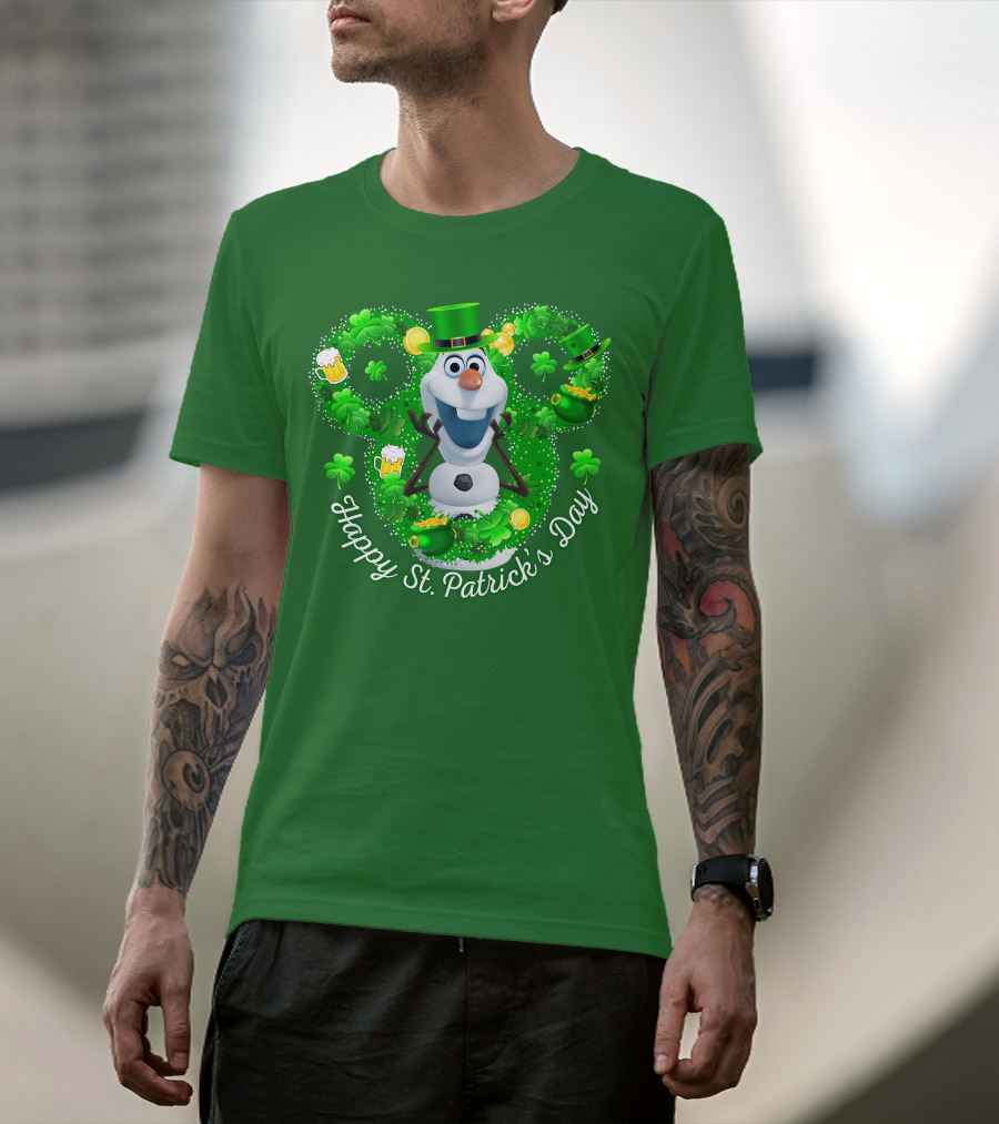 Olaf Happy St. Patrick's Day Shamrocks And Gold T-Shirt