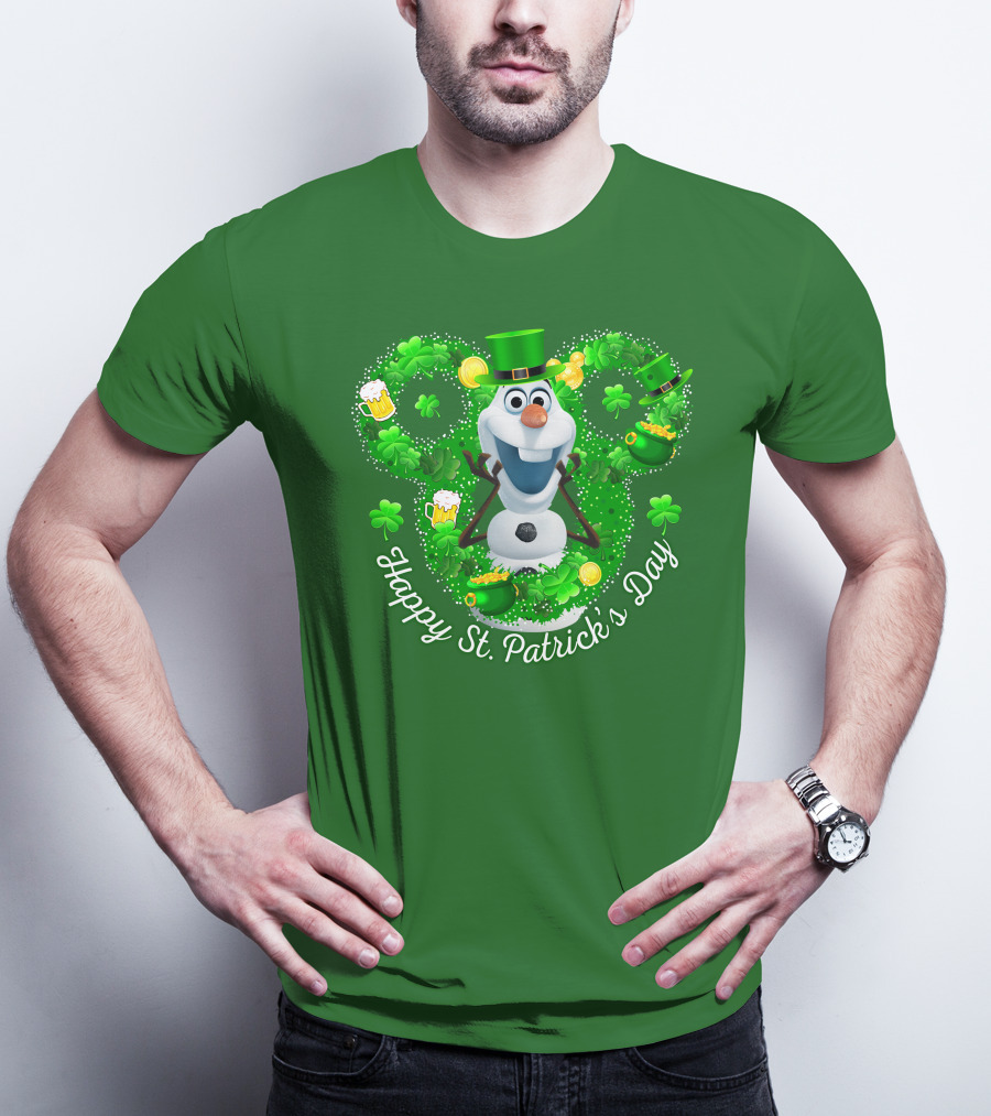 Olaf Happy St. Patrick's Day Shamrocks And Gold T-Shirt