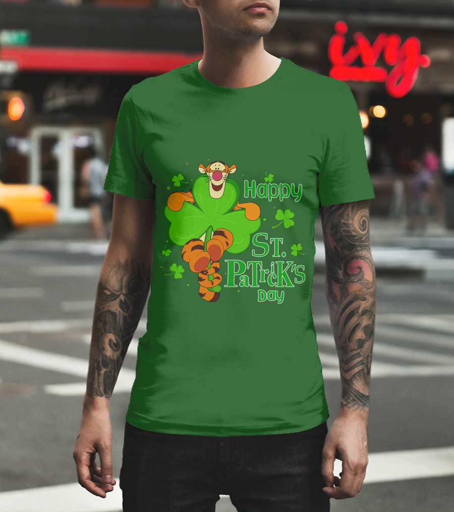 Tigger Happy St. Patrick's Day Shamrock T-Shirt