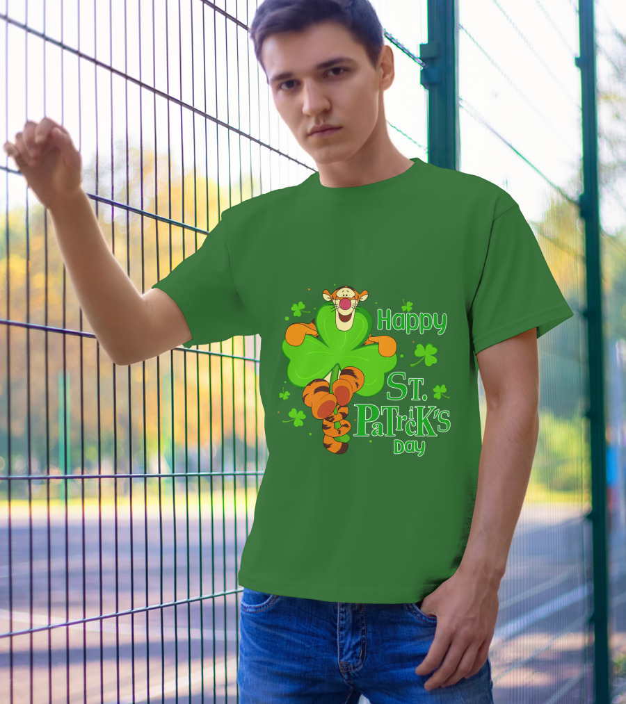 Tigger Happy St. Patrick's Day Shamrock T-Shirt