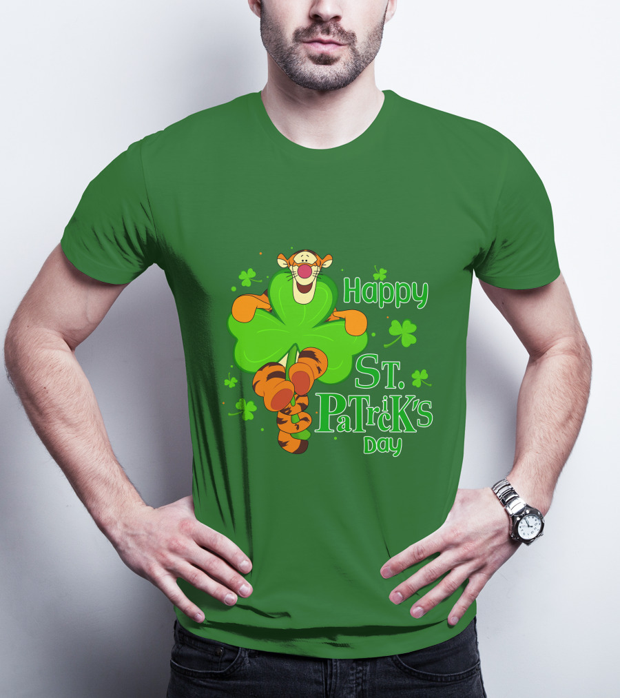 Tigger Happy St. Patrick's Day Shamrock T-Shirt