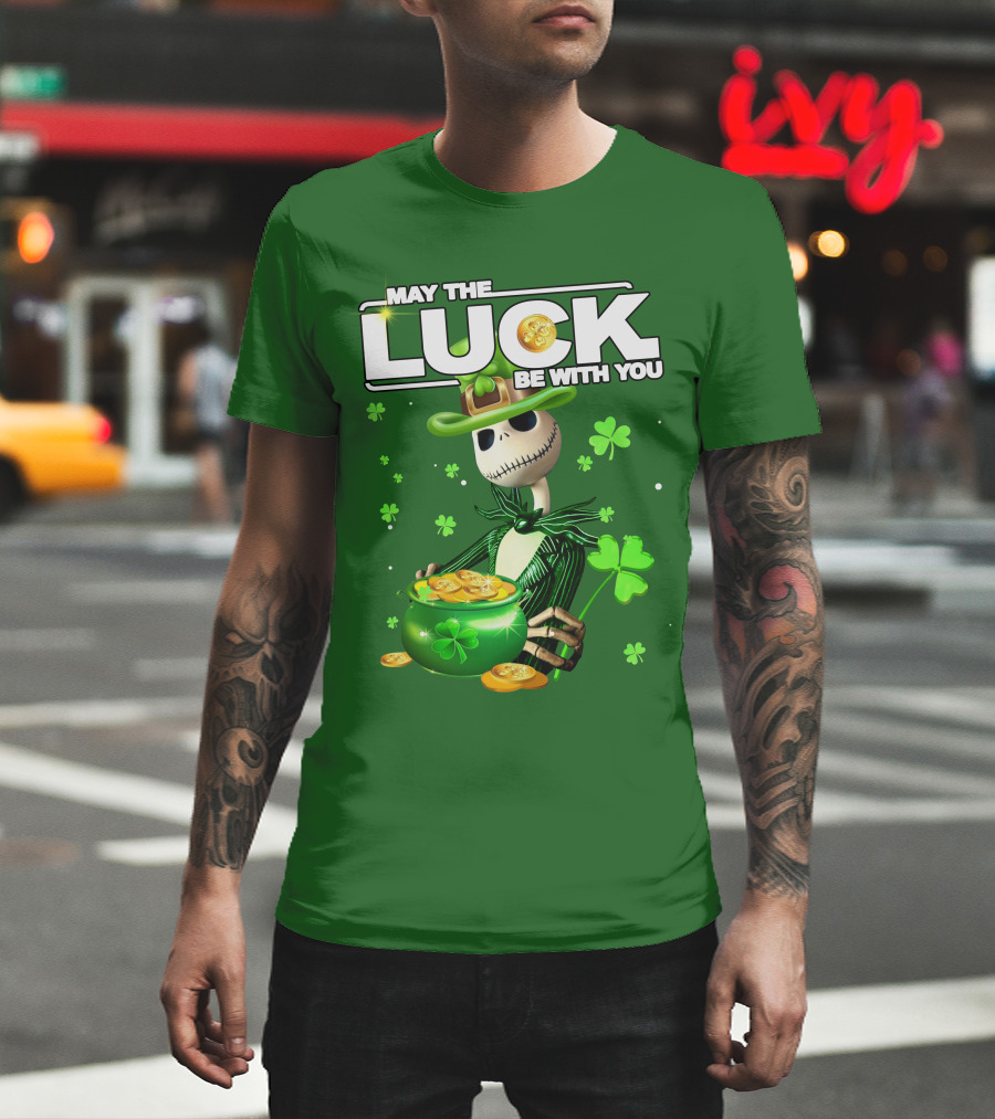 MAY THE LUCK BE WITH YOU St. Patrick's Day Jack Skellington Coin Pot T-Shirt