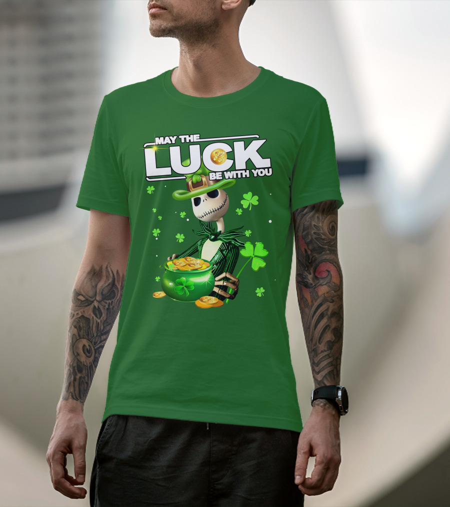 MAY THE LUCK BE WITH YOU St. Patrick's Day Jack Skellington Coin Pot T-Shirt