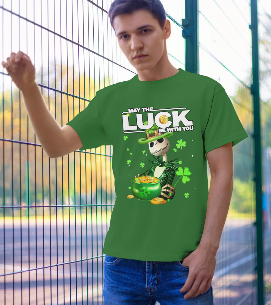 MAY THE LUCK BE WITH YOU St. Patrick's Day Jack Skellington Coin Pot T-Shirt