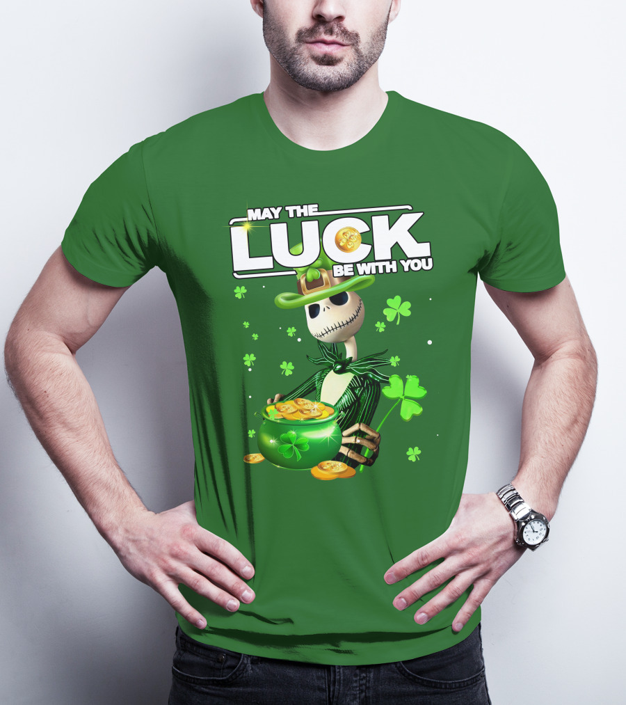 MAY THE LUCK BE WITH YOU St. Patrick's Day Jack Skellington Coin Pot T-Shirt