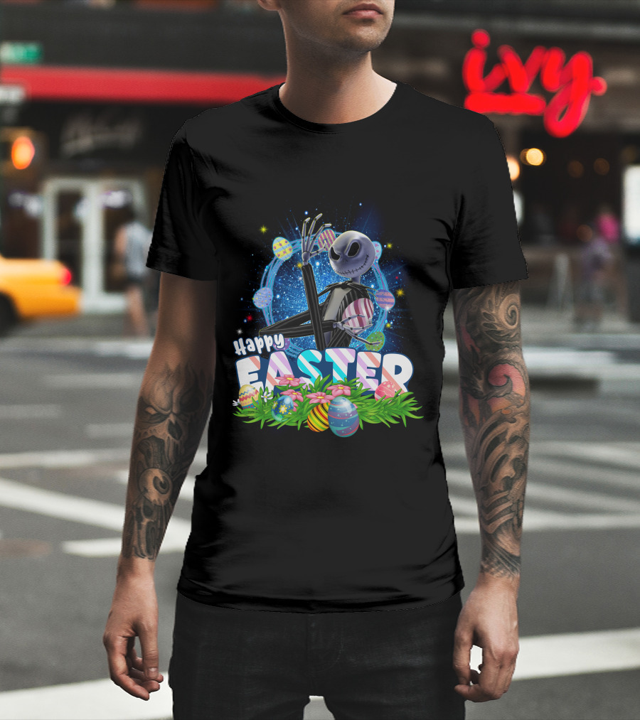 Jack Happy Easter With Eggs And Flowers T-Shirt