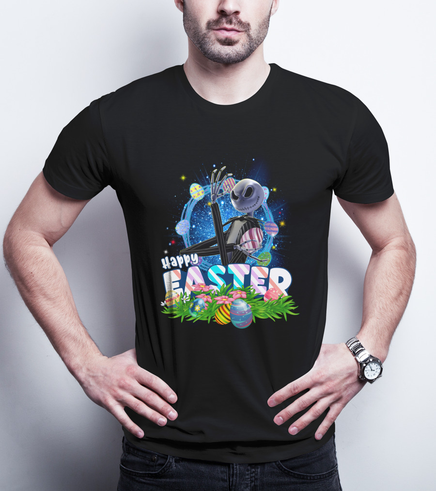 Jack Happy Easter With Eggs And Flowers T-Shirt