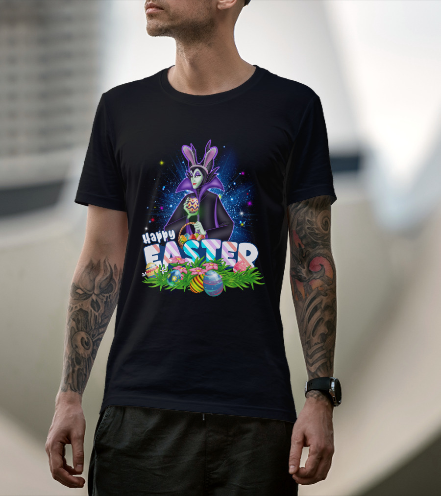 Happy Easter Maleficent With Easter Eggs And Stars T-Shirt