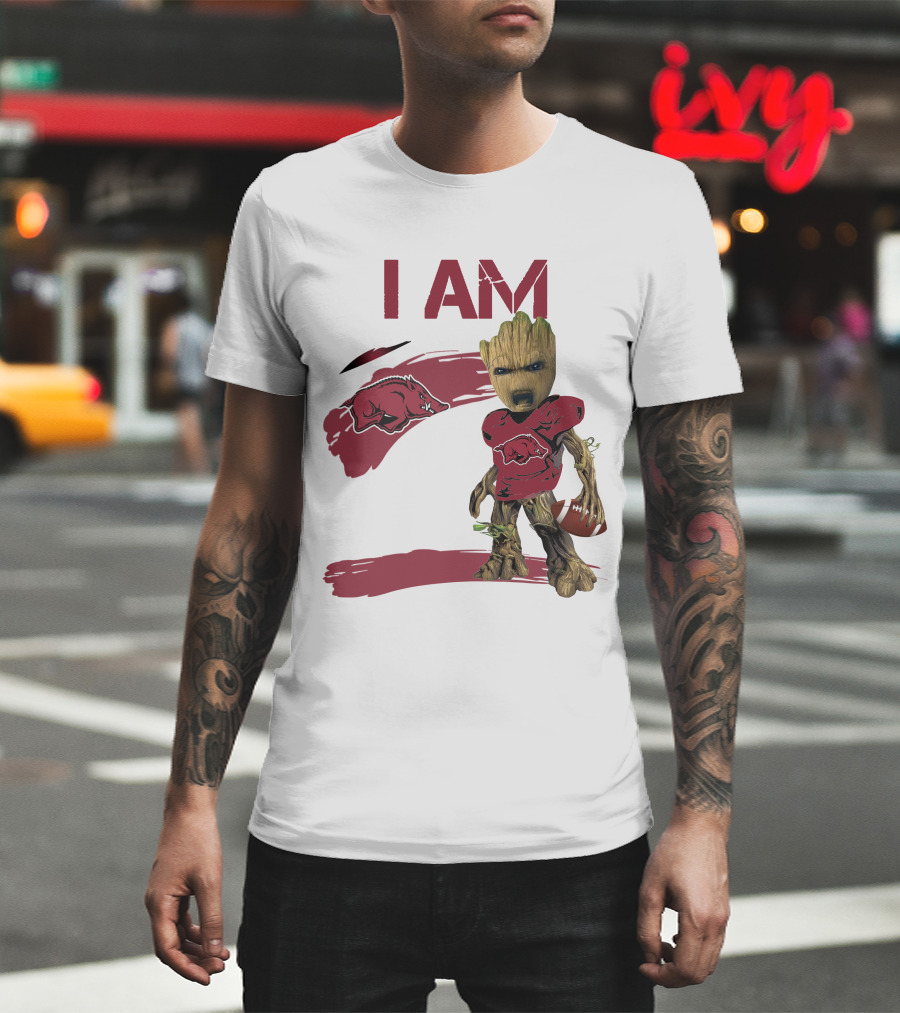 I AM Arkansas Razorbacks Football Groot Fan T-Shirt