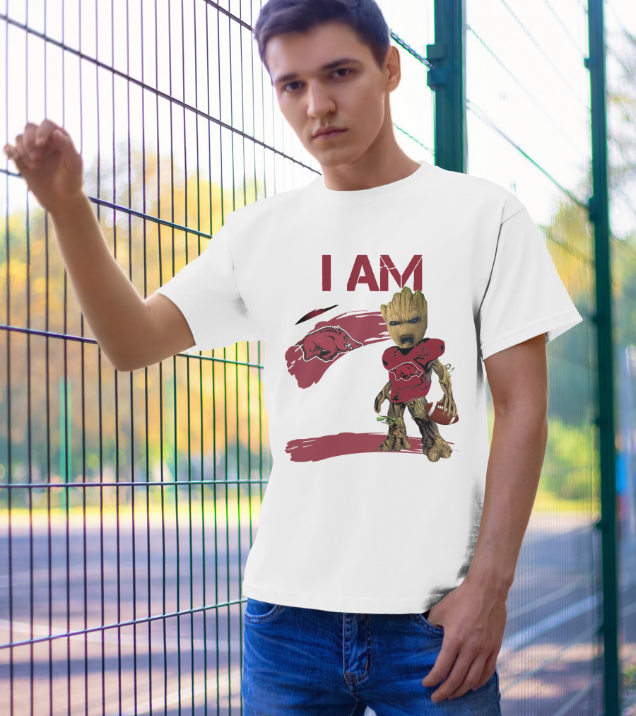 I AM Arkansas Razorbacks Football Groot Fan T-Shirt