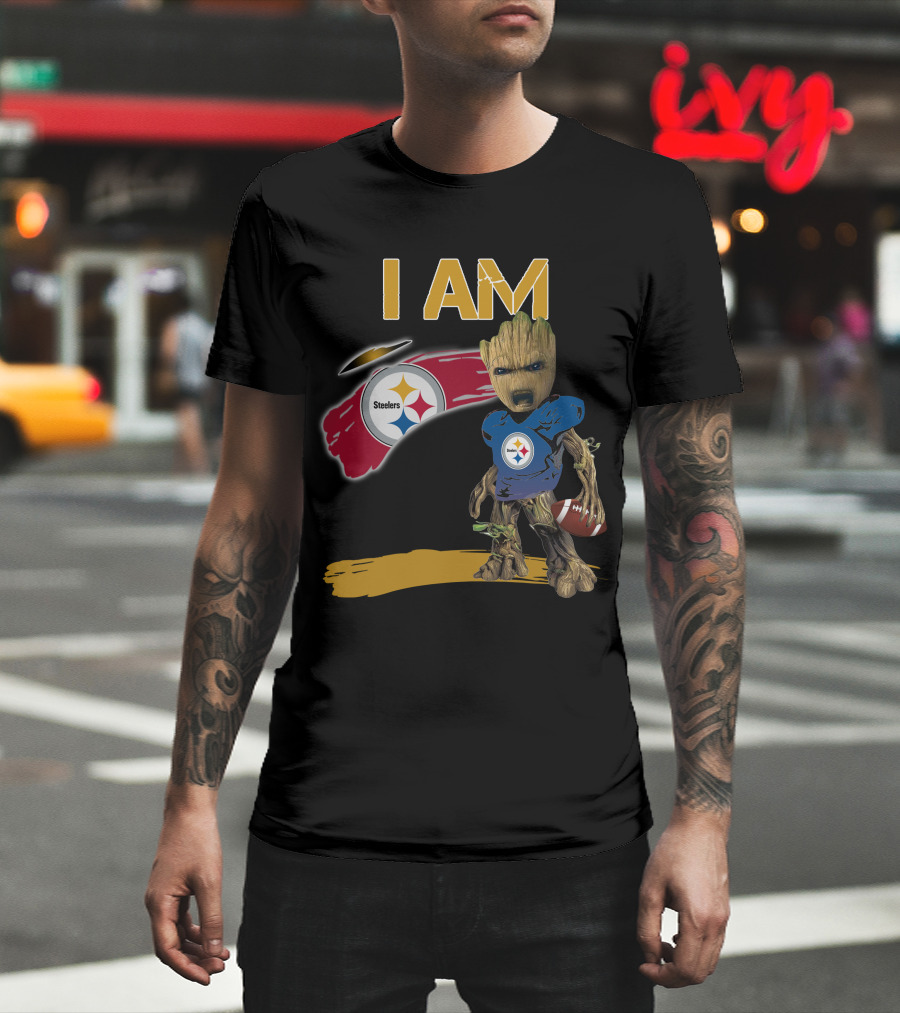 I AM Steelers Groot Football Fan Crossover T-Shirt