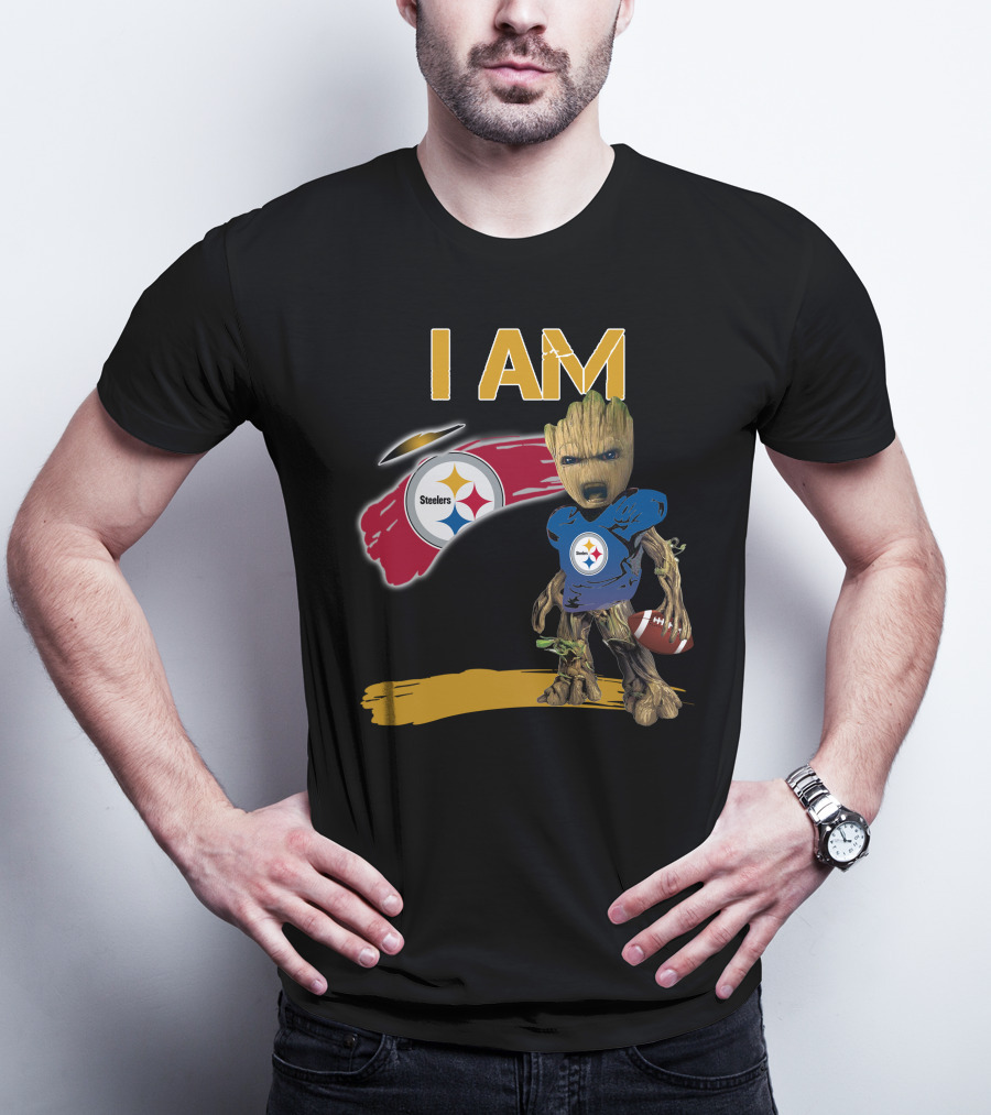 I AM Steelers Groot Football Fan Crossover T-Shirt